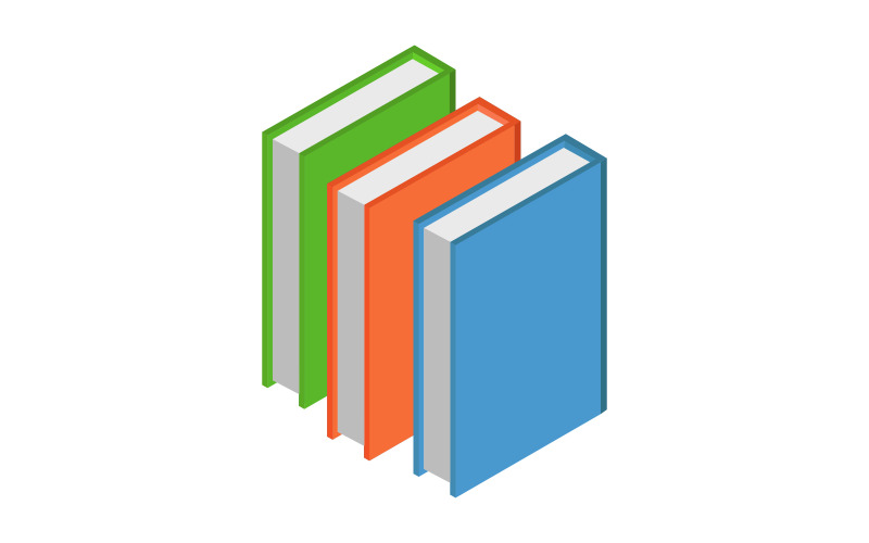Isometrisches illustriertes und farbiges Buch auf Hintergrund
