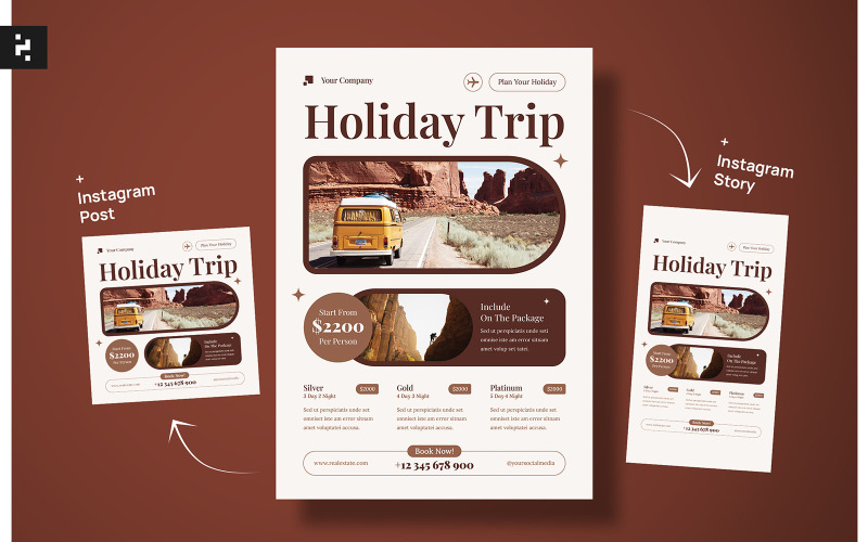 Aesthetic Minimal Travel Package Flyer - TemplateMonster