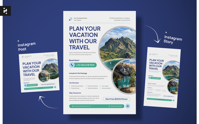 Clean Corporate Travel Package Flyer - TemplateMonster