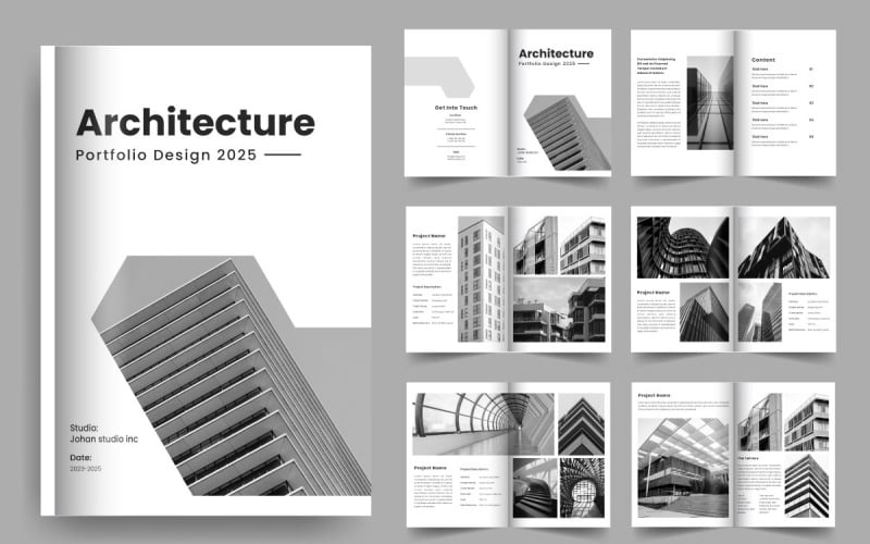 Moderne Portfolio-Vorlage für Gebäude und Architektur, Layout der ...
