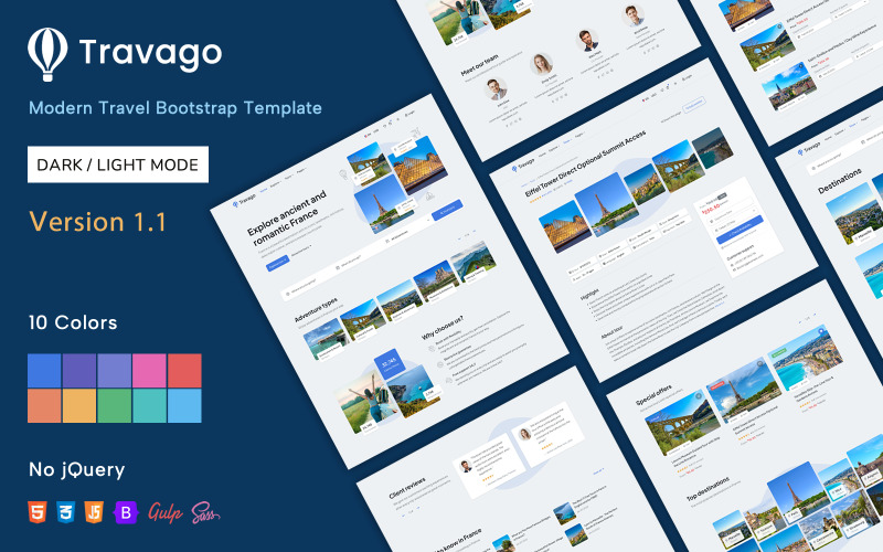 Travago - Modello HTML di Bootstrap di viaggio moderno