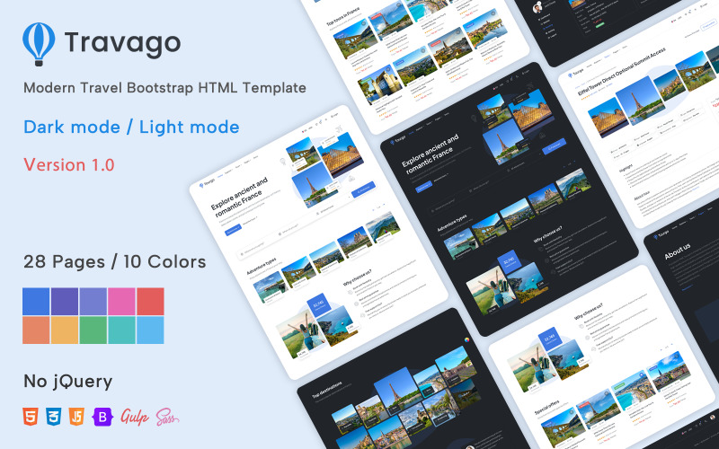 Travago - Plantilla HTML Bootstrap de viaje moderno