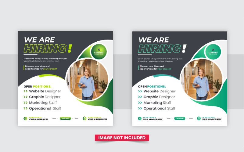 Job vacancy Social Media post Or Digital Marketing Post template layout