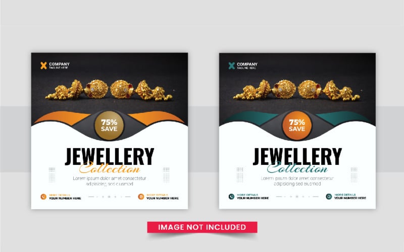 Creative jewellery social media post design template layout