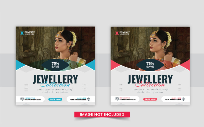 Jewellery social media post template design layout