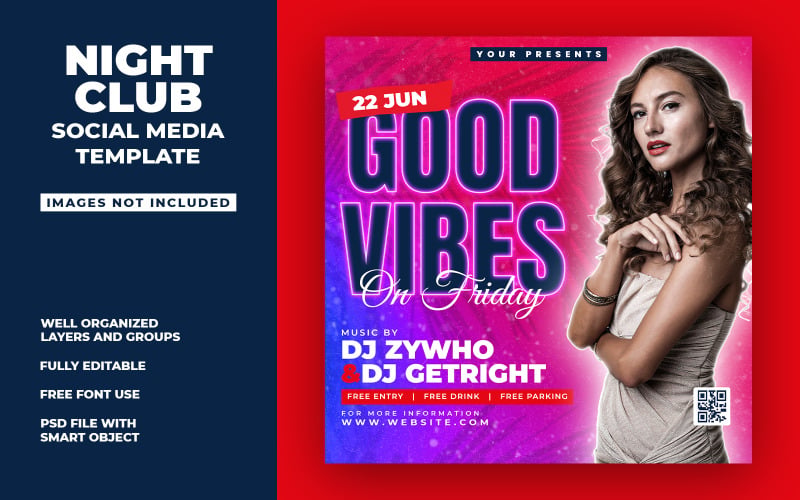 Night Club - Social Media Template PSD - TemplateMonster