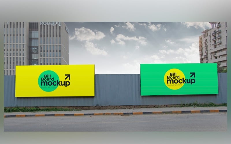Roadside Billboard Sign Mockup Outdoor Signage Template V 96