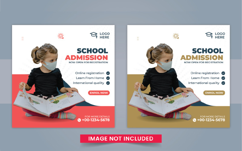 Creative School Admission Social Media Post - TemplateMonster