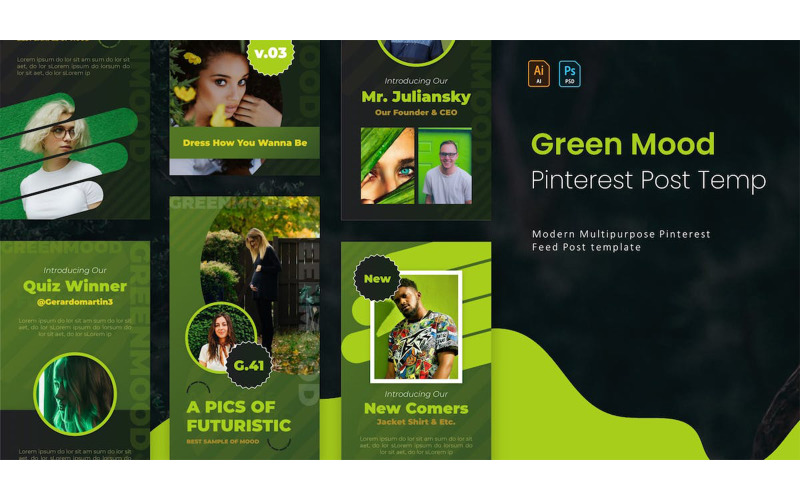 Green Mood Pinterest Post Template Social Media