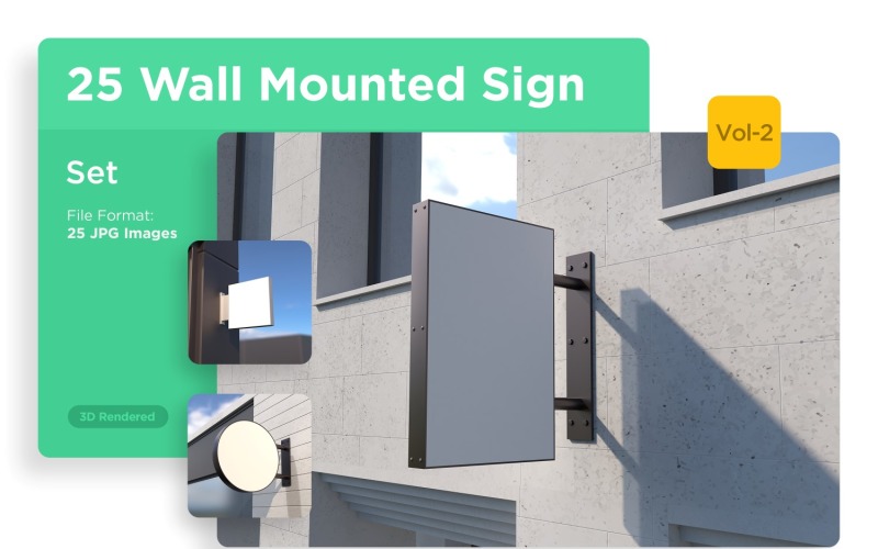Wall Mount Rectangular Signage SET V-02 - TemplateMonster