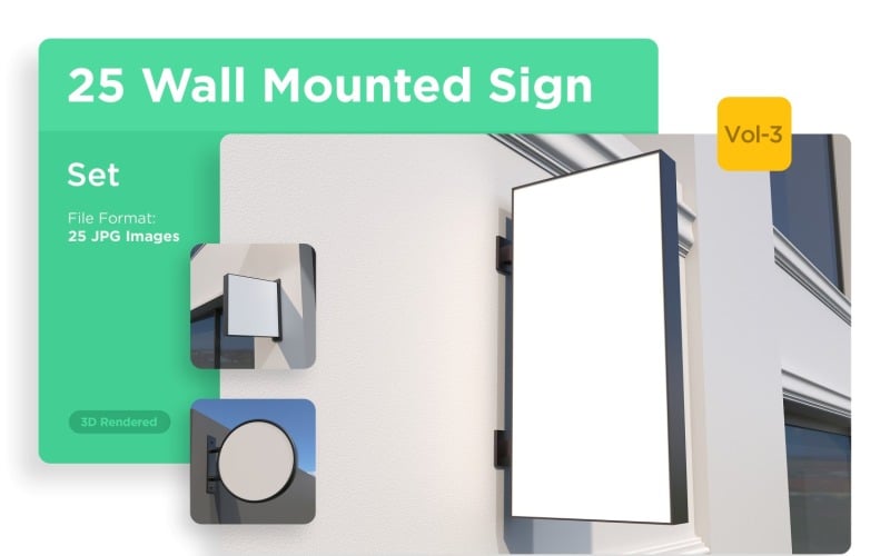 Wall Mount Rectangular Signage SET V-03 - TemplateMonster