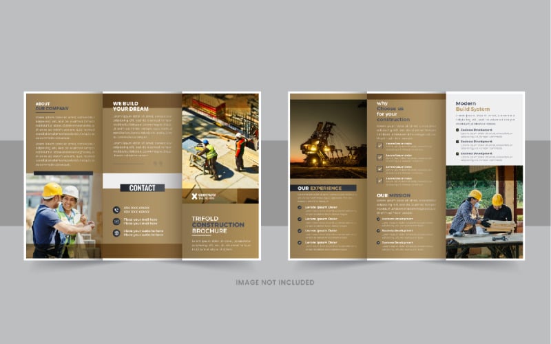 Construction Brochure Trifold design layout - TemplateMonster