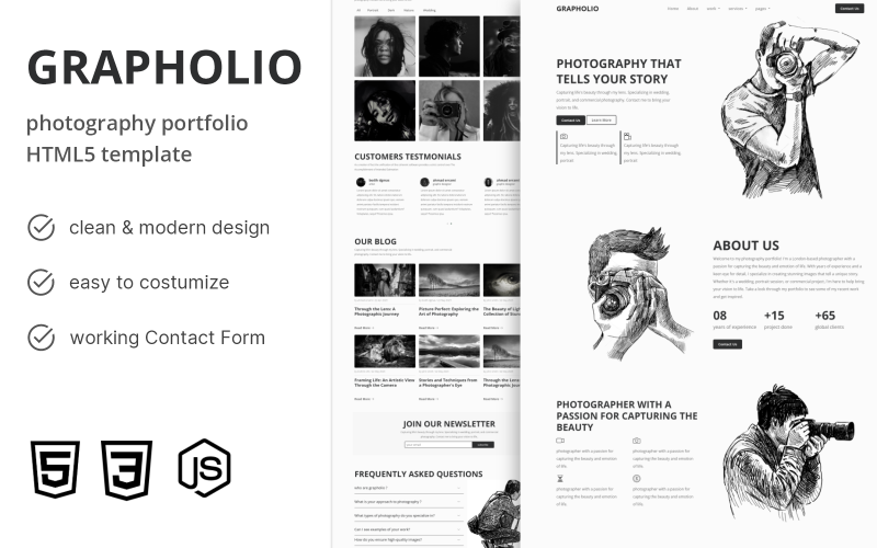 Grapholio | portfolio de photographie modèle HTML5 Bootstrap5