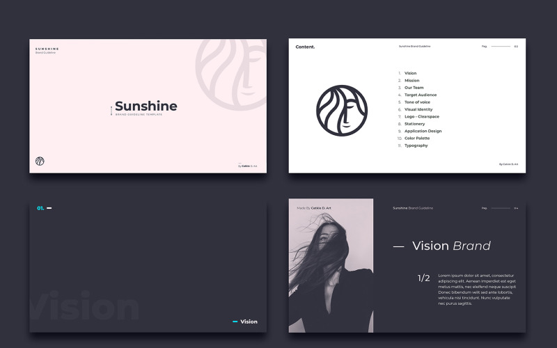 Vision Brand Guidelines 26 Slides + 1 PSD Mockup Bonus