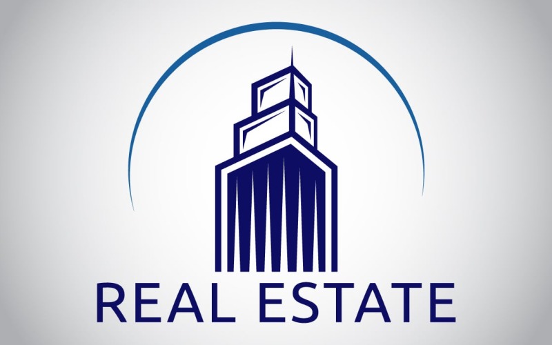 Blue theme Real Estate Logo Template - TemplateMonster