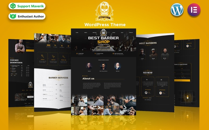 Master Cut - Barber, Hair, Beauty & Tattoo Shop Elementor Template