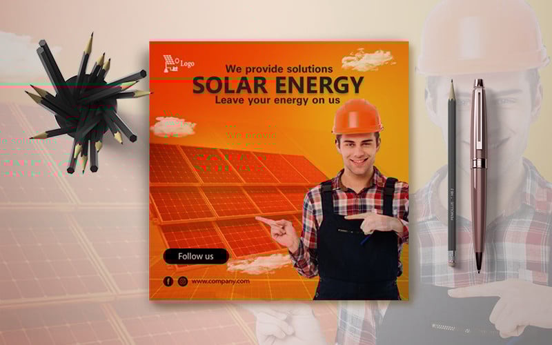 Modelo de Folheto de Energia Solar Renovável