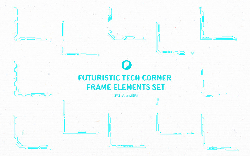 Futuristic Tech Corner Frame Elements Set - TemplateMonster