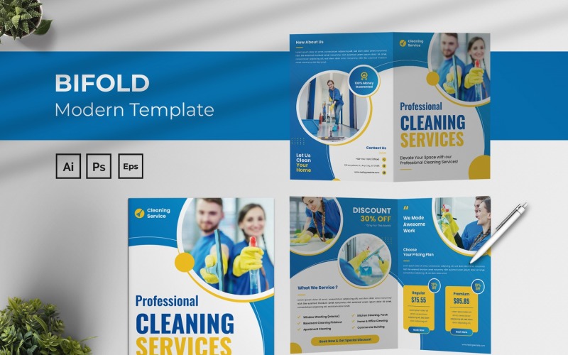Cleaning Services Bifold Brochure #342593 - TemplateMonster