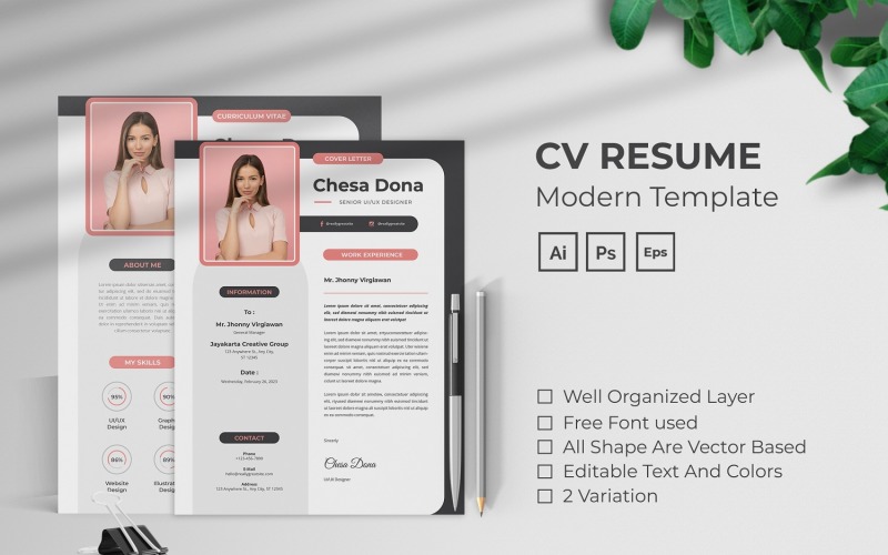 Black Simple CV Resume Template #342619 - TemplateMonster