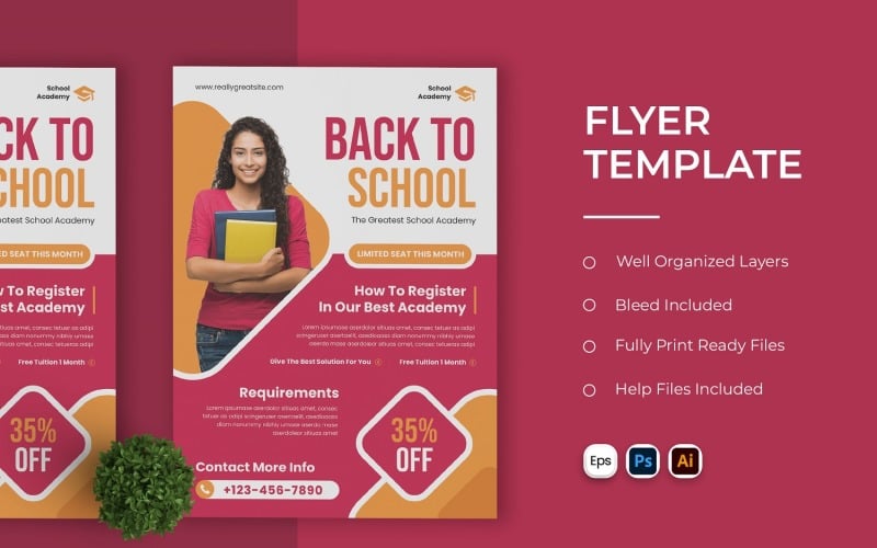 Back To School Flyers Template #342933 - TemplateMonster