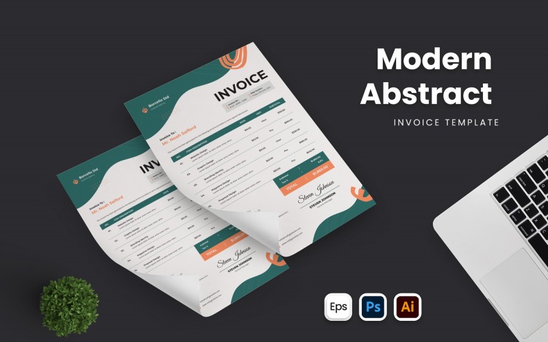 Modern Abstract Invoice Template #342951 - TemplateMonster
