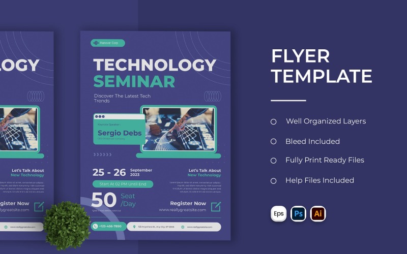 Techno Seminar Flyer Template #342936 - TemplateMonster