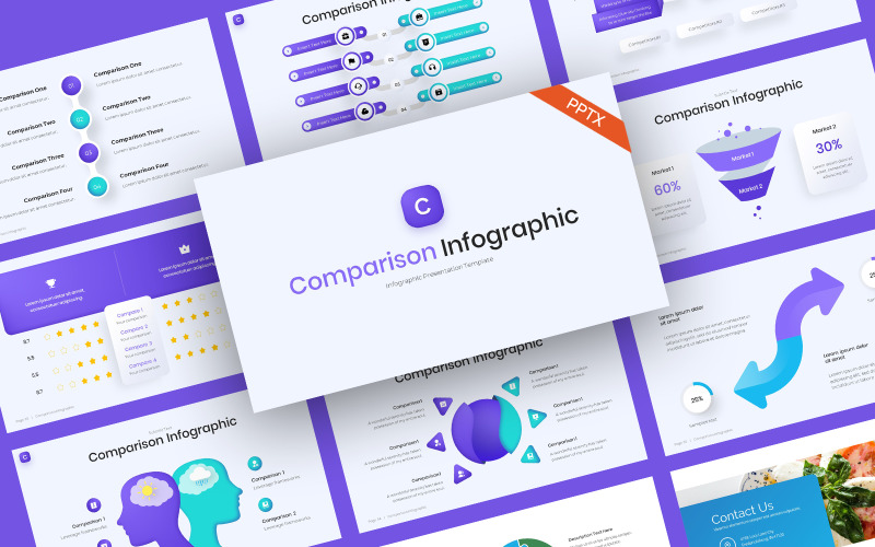Comparaison Infographie Modèle PowerPoint - TemplateMonster