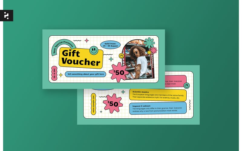 Gift Voucher Template Retro Theme #343091 - TemplateMonster