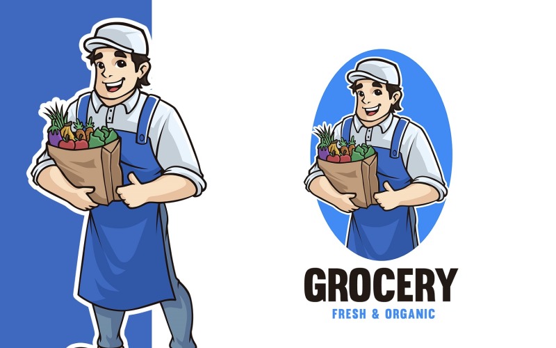 Grocery Store Mascot Logo Template #343315 - TemplateMonster