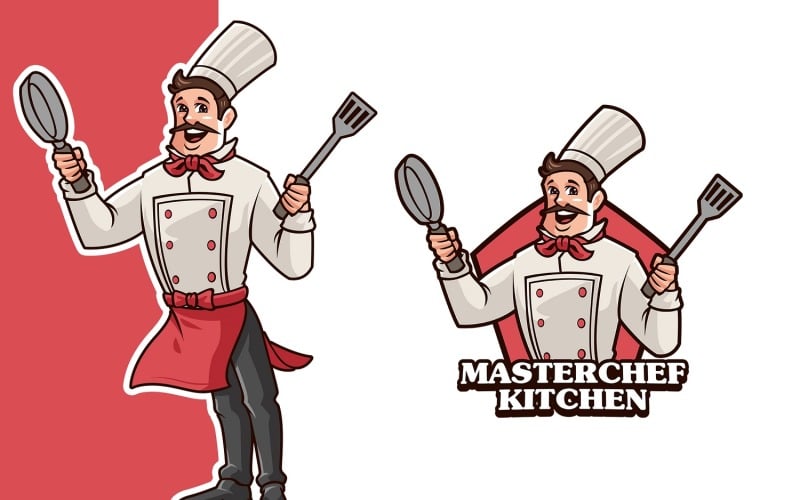 Modèle de logo de mascotte de restaurant Masterchef