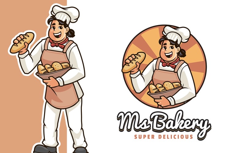 Ms Bakery Mascot Logo Template #343321 - TemplateMonster