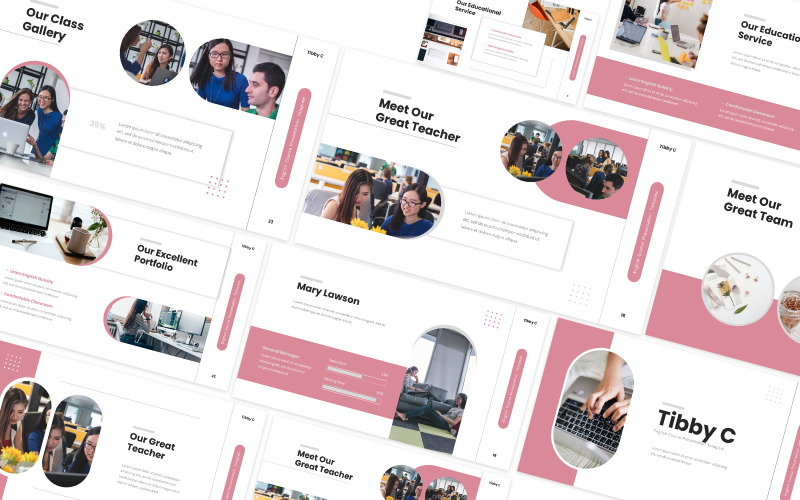 Tibby C English Course Powerpoint Template - TemplateMonster