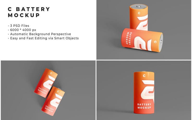 C Battery Mockup Template #343587 - TemplateMonster