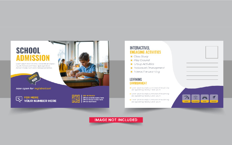 School admission postcard template design - TemplateMonster