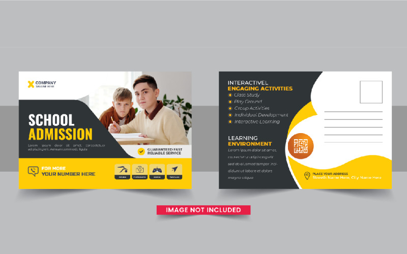 School admission postcard design layout - TemplateMonster
