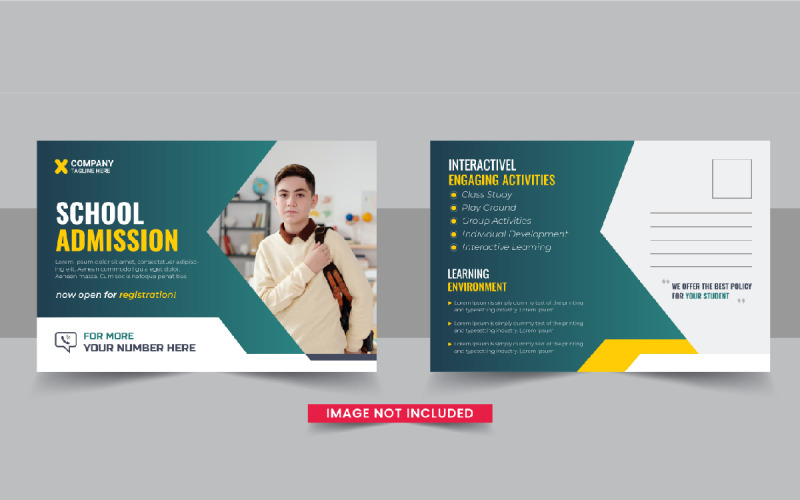 School admission postcard design vector - TemplateMonster