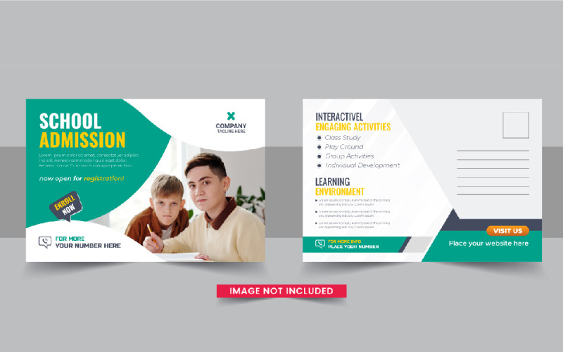 School admission postcard template design vector