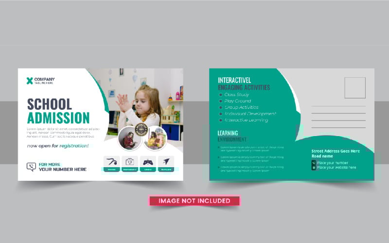 School admission postcard template layout - TemplateMonster
