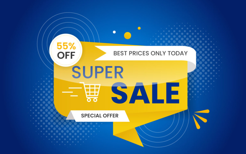 Bannière de vente de couleur bleue dégradé de vecteur et fond de ...