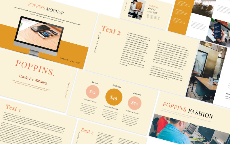 Modèle PowerPoint de mode Poppins #344039 - TemplateMonster