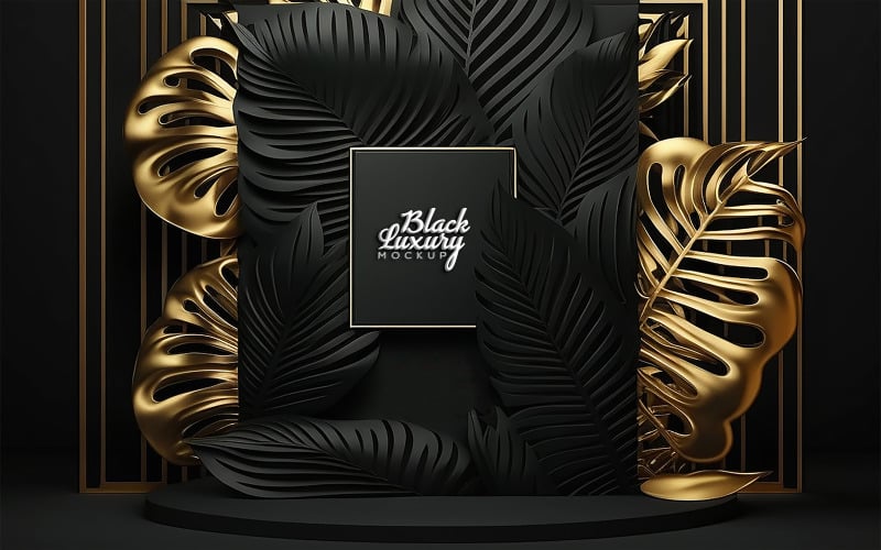 Black Luxury Mockup | Sing Logo Mockup | Luxury Geometric 3D Background ...