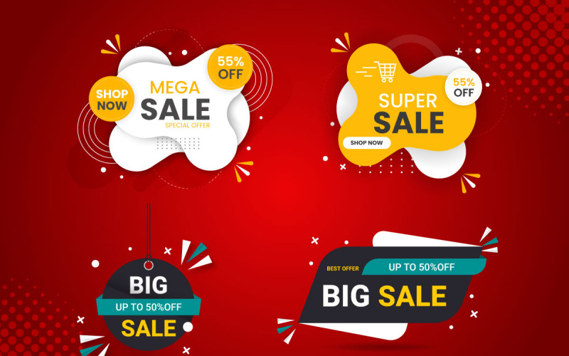 Vector sale banner promotion set template with color background and ...