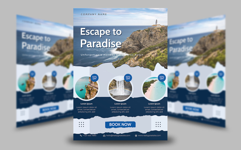 Escape to Paradise Travel Flyer Template - TemplateMonster