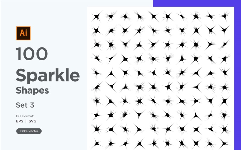 Sparkle shape symbol sign Set 100-V2-3 - TemplateMonster