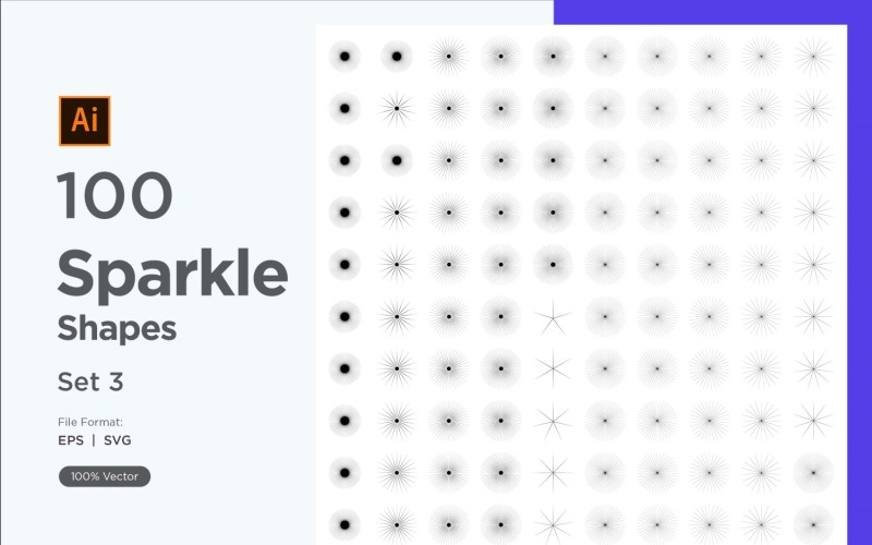 Sparkle shape symbol sign Set 100-V3-3 - TemplateMonster