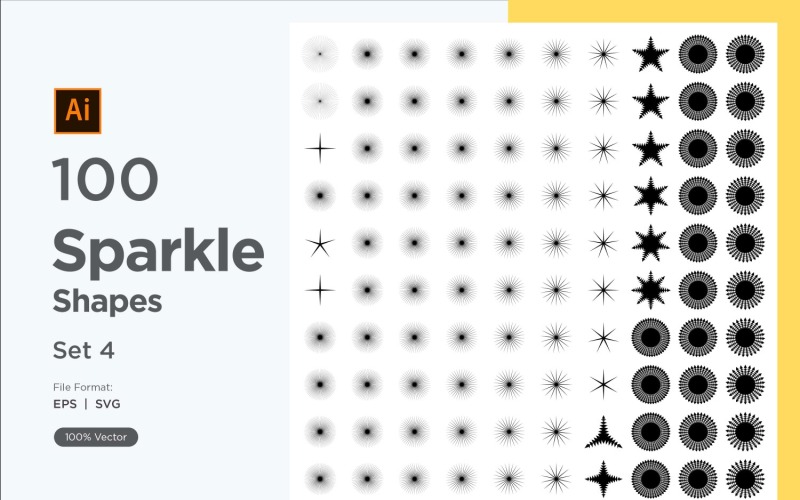 Sparkle shape symbol sign Set 100-V3-4 - TemplateMonster