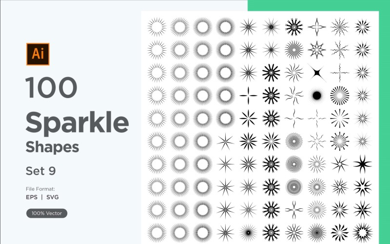 Sparkle shape symbol sign Set 100-V3-9 - TemplateMonster
