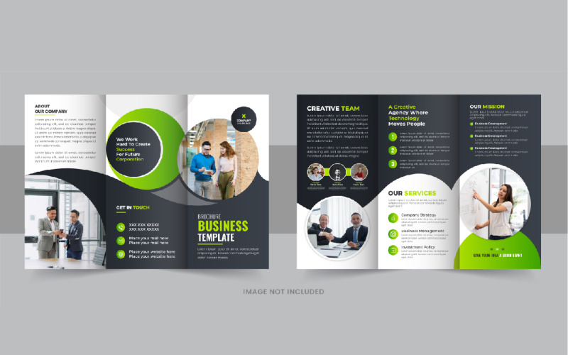 Modern business tri fold brochure layout - TemplateMonster