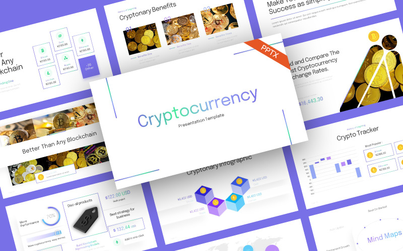 Modelo de PowerPoint de Criptomoeda Walleto - TemplateMonster